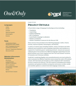 One&Only’s Website and Document Globalization Case Study | GPI